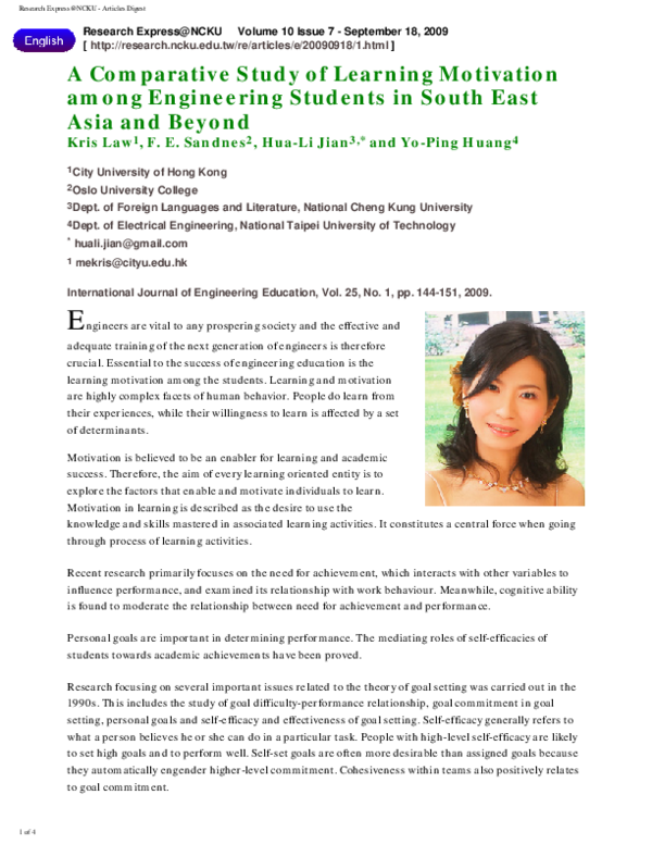 (PDF) A comparative study of learning motivation among engineering ...