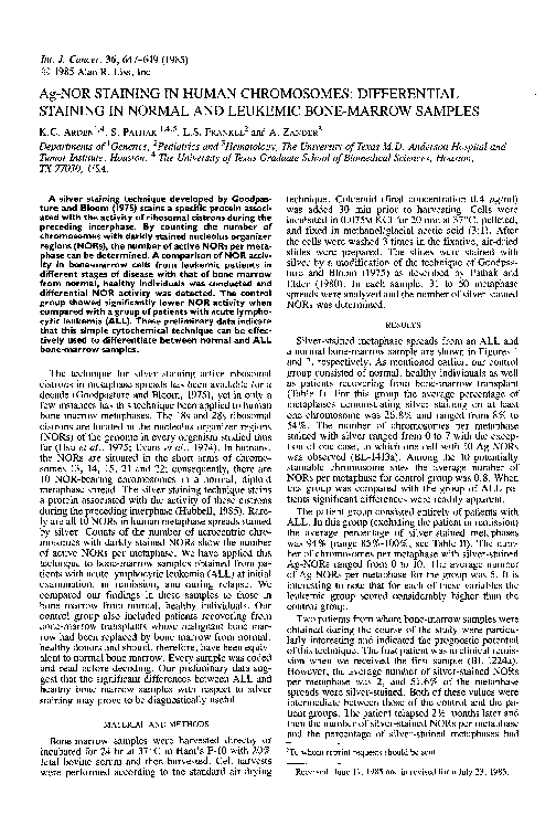 (PDF) Ag-Nor staining in human chromosomes: Differential staining in ...