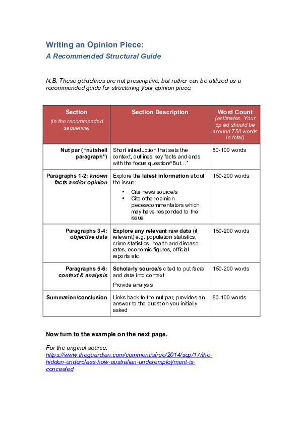 (PDF) Writing an Opinion Piece: A Structural Guide