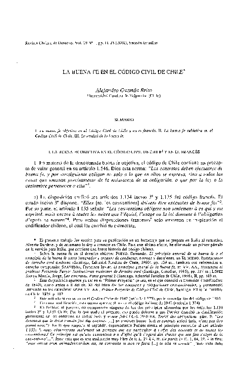 (PDF) La buena fe en el Código Civil de Chile