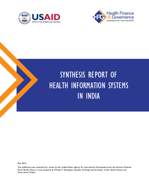 (PDF) SYNTHESIS REPORT OF HEALTH INFORMATION SYSTEMS IN INDIA