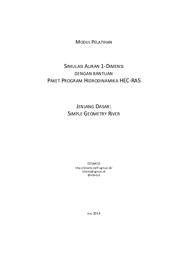 (PDF) Buku HEC-RAS Dasar Simple Geometry River Jul