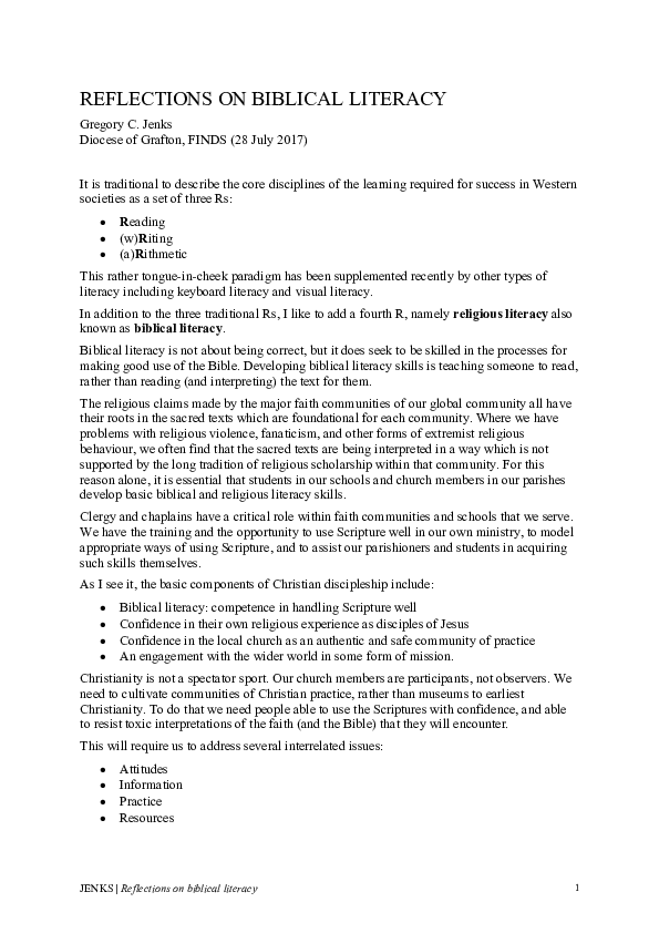 (PDF) Biblical literacy, the lectionary and context