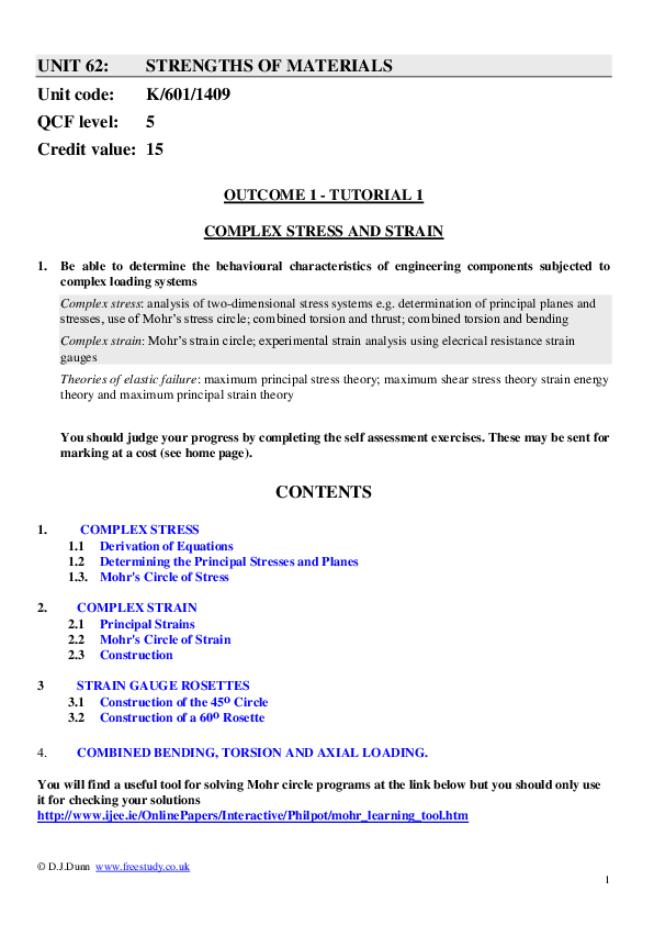 (PDF) UNIT 62: STRENGTHS OF MATERIALS Unit code: K/601/1409 QCF level ...