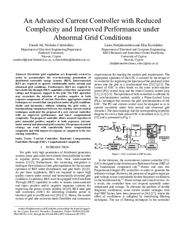 Pdf An Advanced Current Controller With Reduced Complexity And Improved Performance Under
