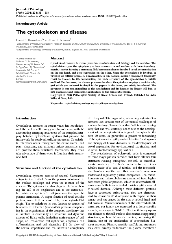 (PDF) The cytoskeleton and disease
