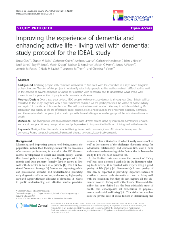 Improving the experience of dementia and enhancing active life -living ...