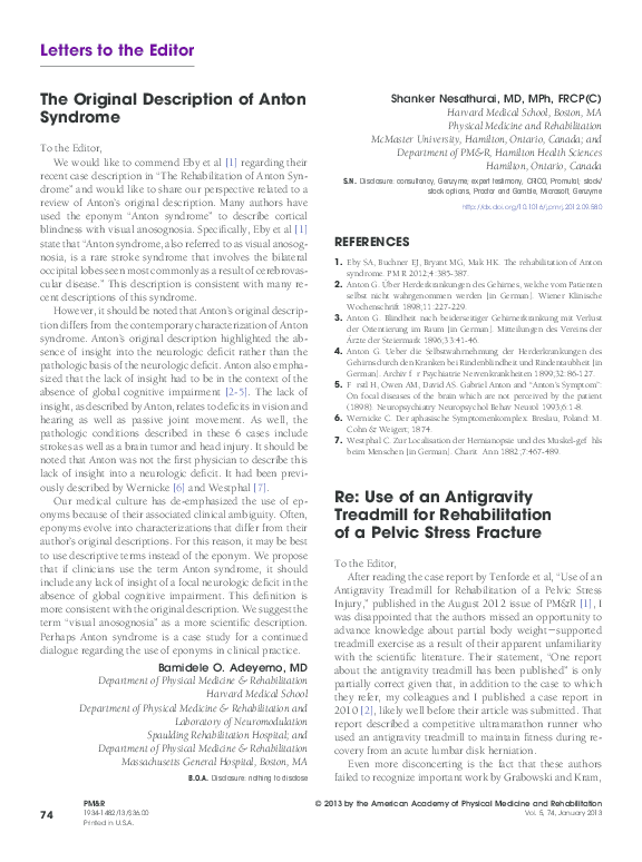 (PDF) The Original Description of Anton Syndrome