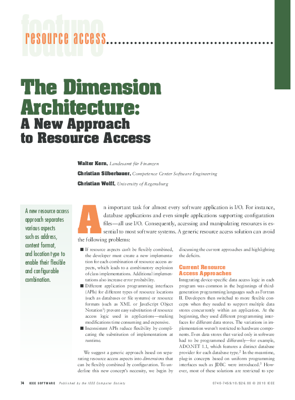 (PDF) The Dimension Architecture: A New Approach to Resource Access