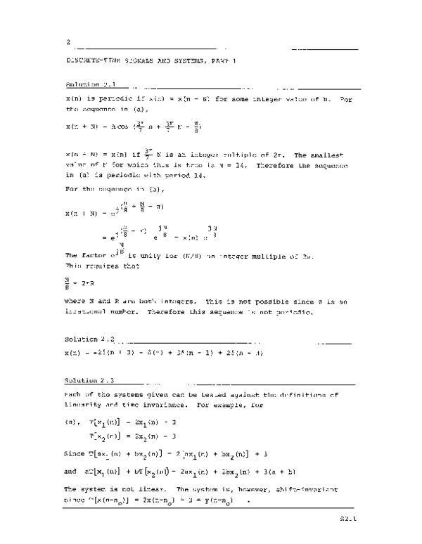 (PDF) Lecture 02 solutions, Discrete-time signals and systems, part 1
