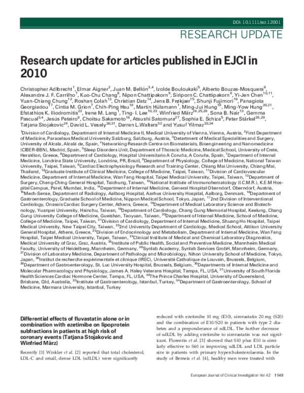 (PDF) Research update for articles published in EJCI in 2008