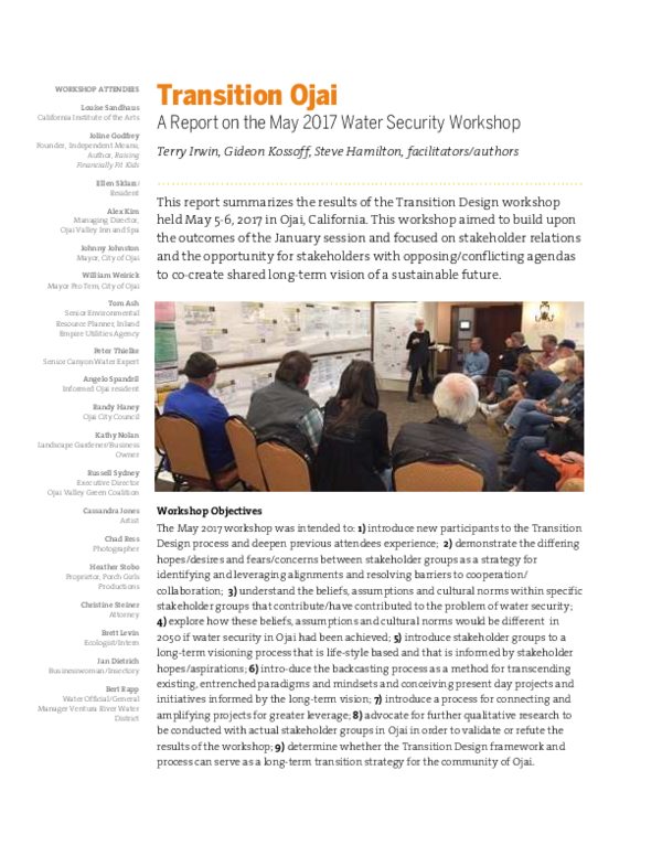 (PDF) Report on the Second Transition Design Workshop: What worked/what ...