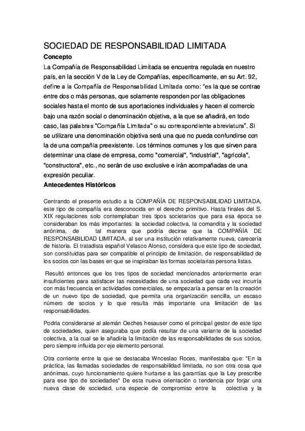 (DOC) SOCIEDAD DE RESPONSABILIDAD LIMITADA