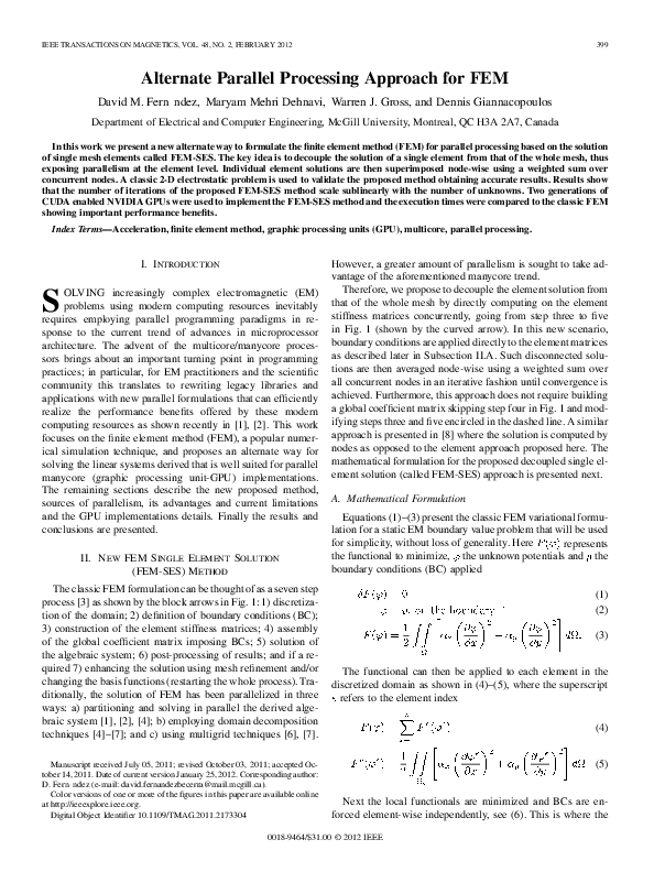 (PDF) Alternate Parallel Processing Approach for FEM