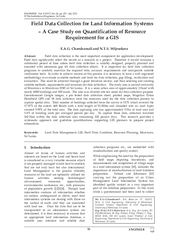 (PDF) Field Data Collection for Land Information Systems – A Case Study ...