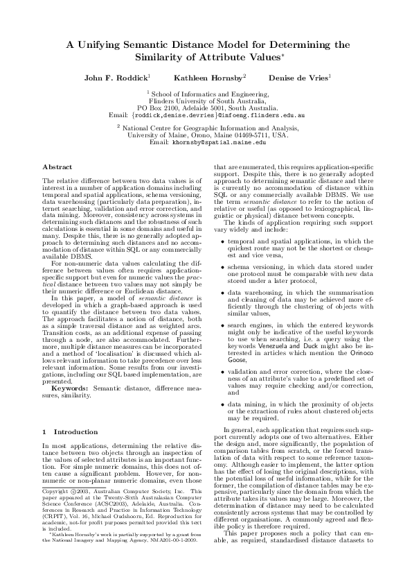 (PDF) A unifying semantic distance model for determining the similarity ...