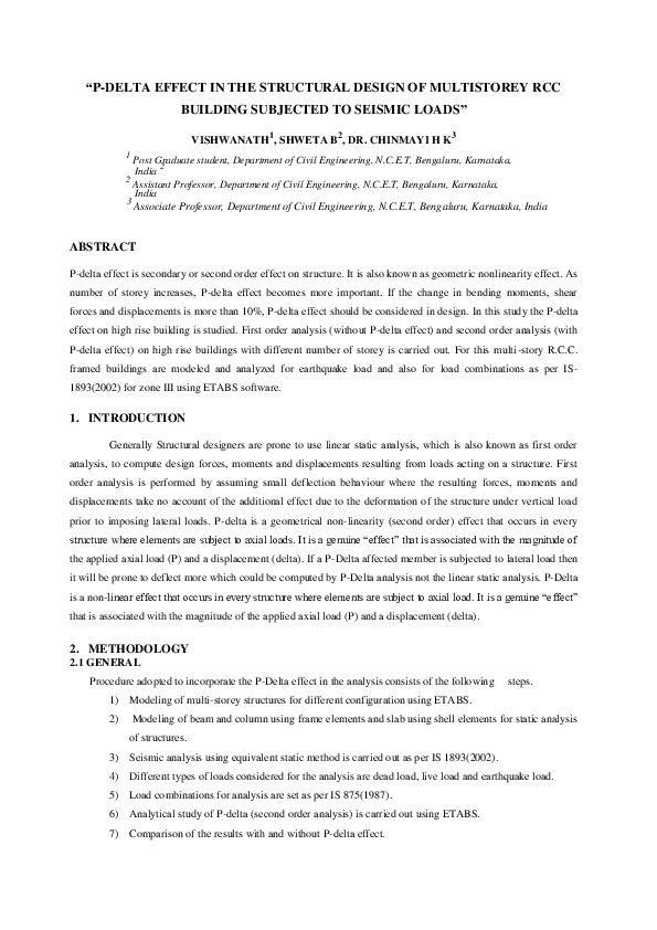 (DOC) " P-DELTA EFFECT IN THE STRUCTURAL DESIGN OF MULTISTOREY RCC ...