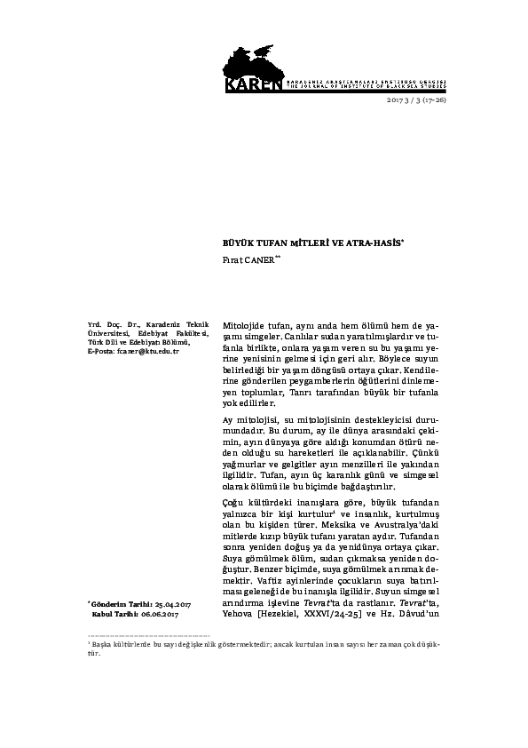 (PDF) Büyük Tufan Mitleri ve Atra-hasis.pdf