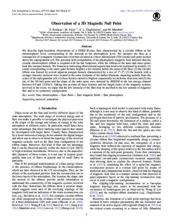 (PDF) Observation of a 3D Magnetic Null Point