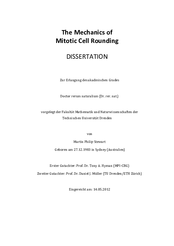 (PDF) The Mechanics of Mitotic Cell Rounding