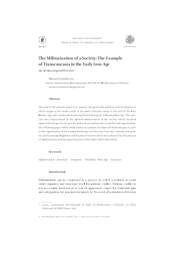 (PDF) The Militarization of a Society: The Example of Transcaucasia in ...