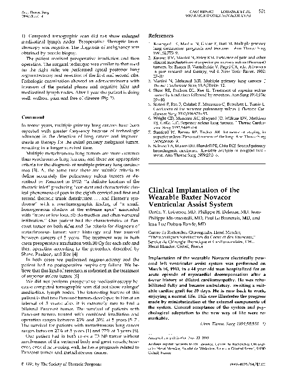 (PDF) Clinical implantation of the wearable baxter Novacor ventricular ...