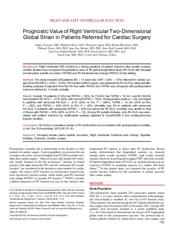 (PDF) Prognostic Value of Right Ventricular Two-Dimensional Global Strain in Patients Referred ...