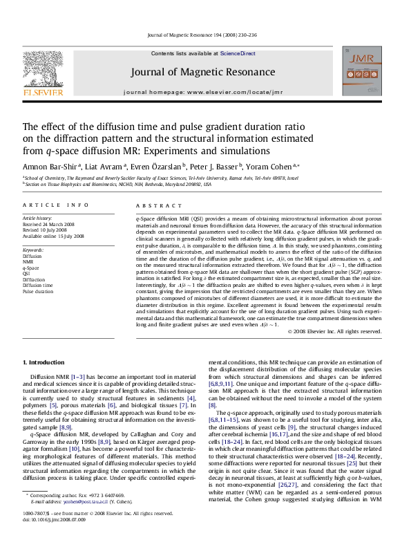 Pdf The Effect Of The Diffusion Time And Pulse Gradient Duration