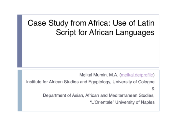 (PDF) Case Study from Africa: Use of Latin Script for African Languages
