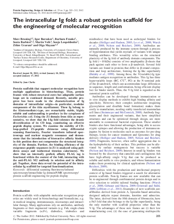 (PDF) The intracellular Ig fold: a robust protein scaffold for the ...