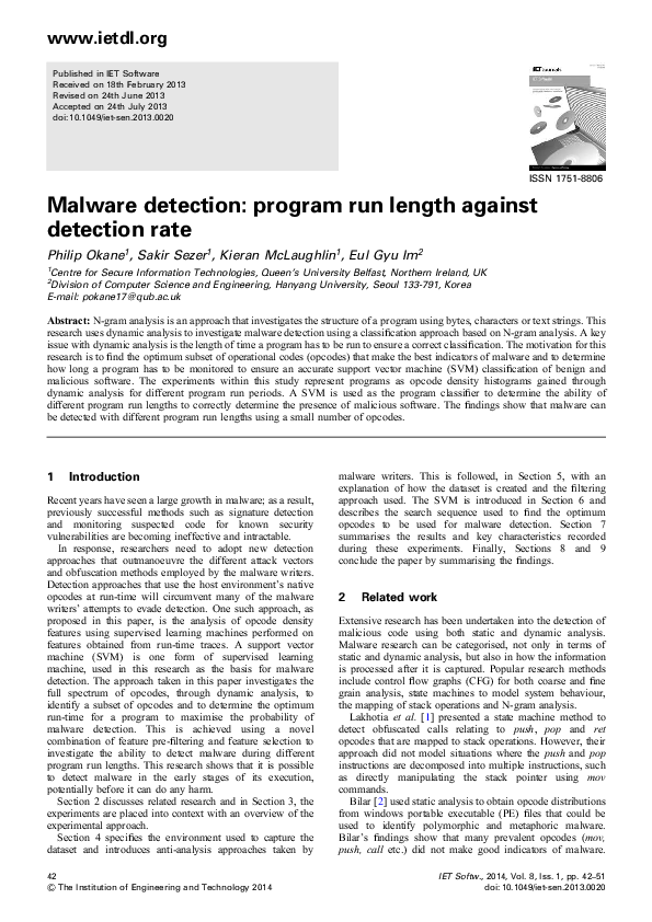 (PDF) N-gram density based malware detection
