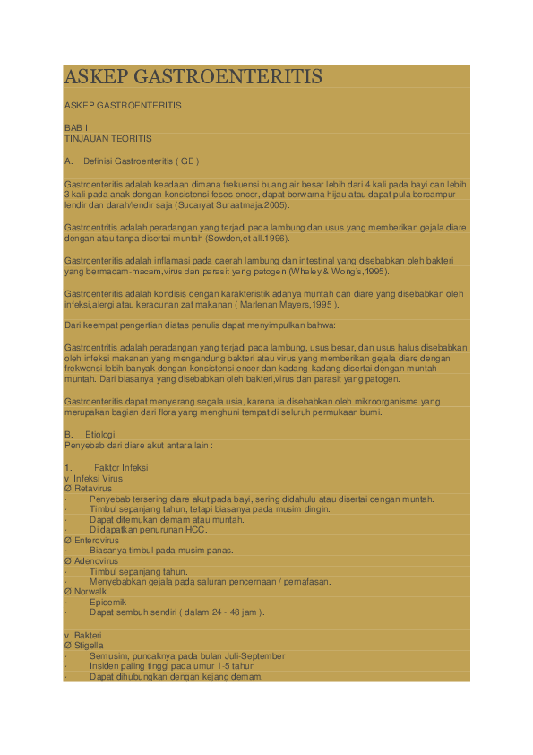 (DOC) ASKEP GASTROENTERITIS