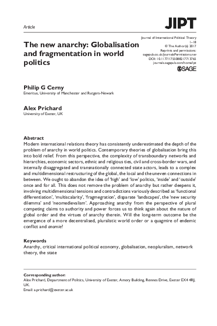 (PDF) The new anarchy: Globalisation and fragmentation in world politics