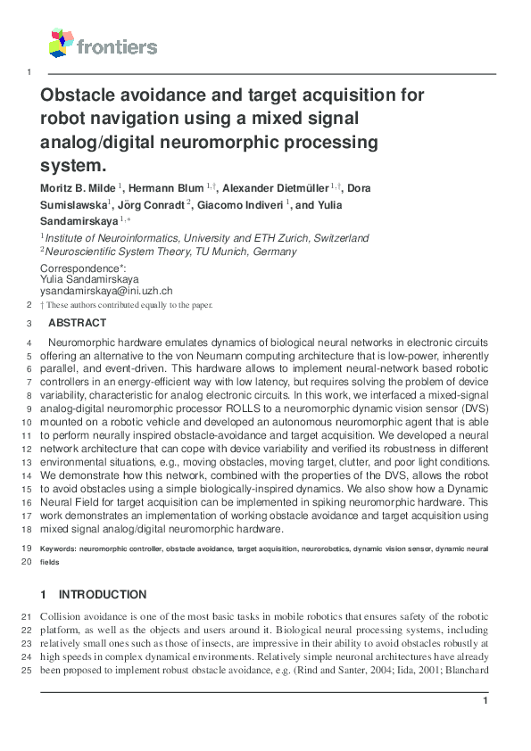 (PDF) Obstacle avoidance and target acquisition for robot navigation ...