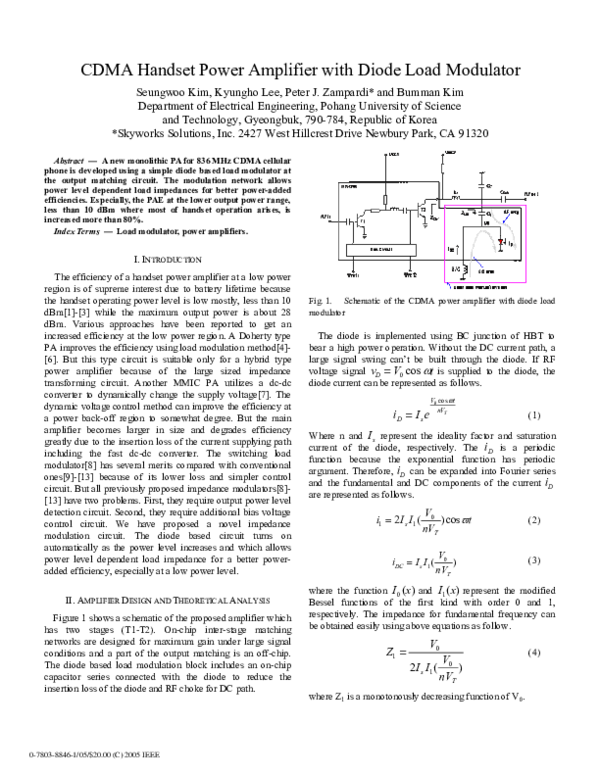(PDF) CDMA Handset Power Amplifier with Diode Load Modulator