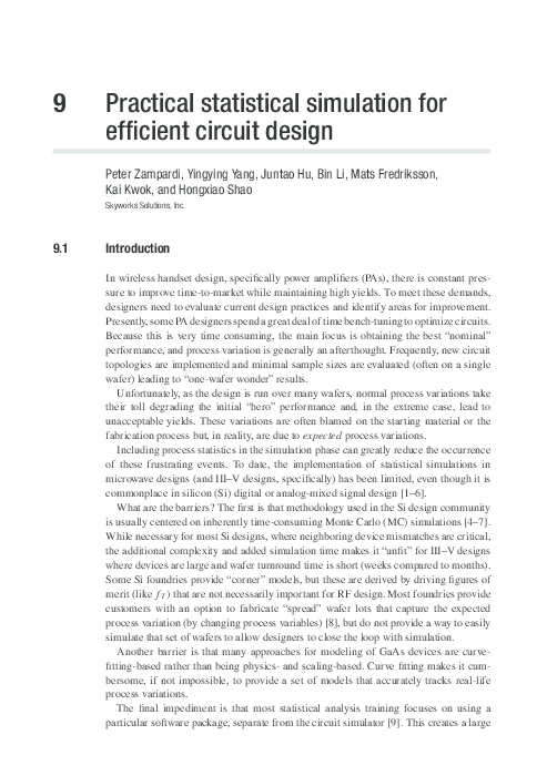 Pdf Practical Statistical Simulation For Efficient Circuit Design