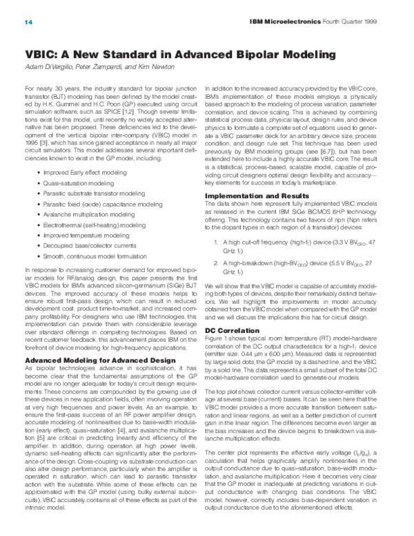 (PDF) VBIC: A New Standard in Advanced Bipolar Modeling
