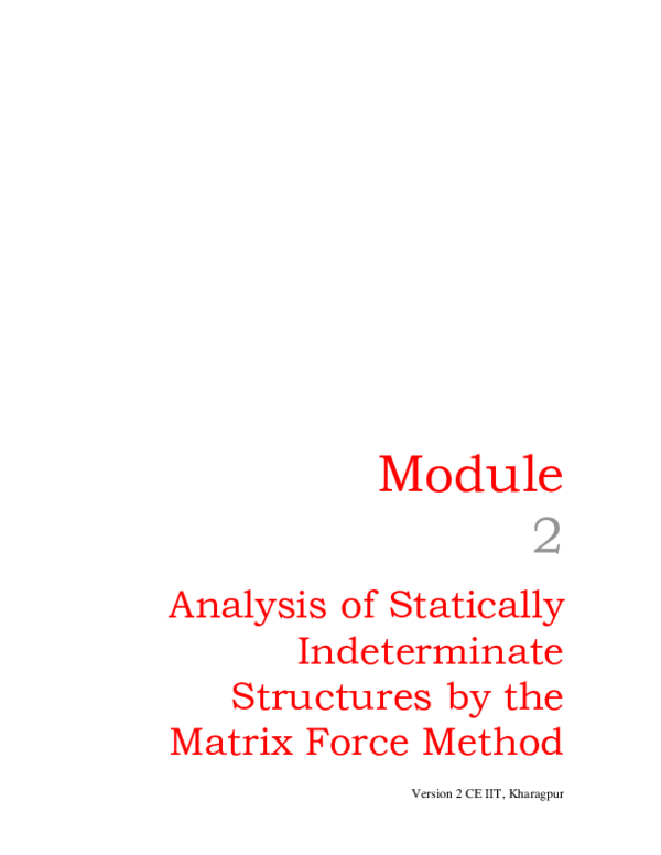 (PDF) Module 2 Analysis of Statically Indeterminate Structures by the Matrix Force Method