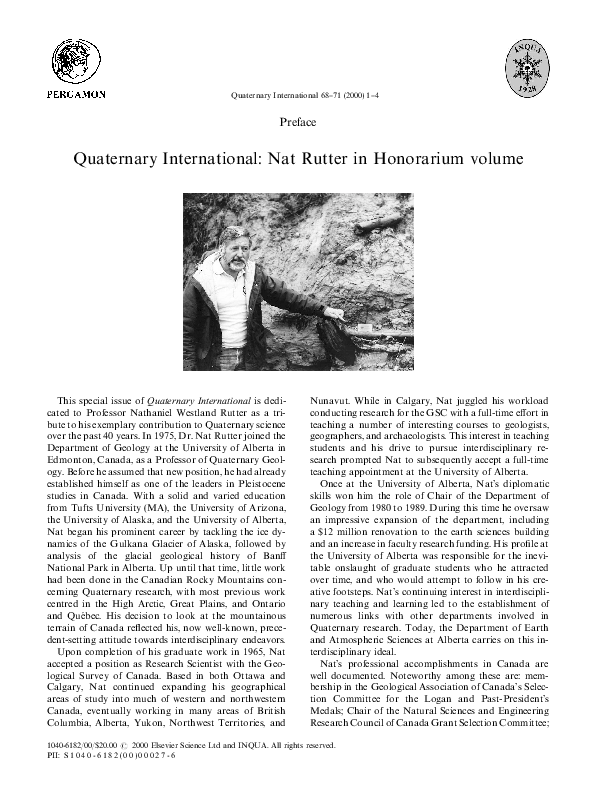 (PDF) Quaternary International: Nat Rutter in Honorarium volume