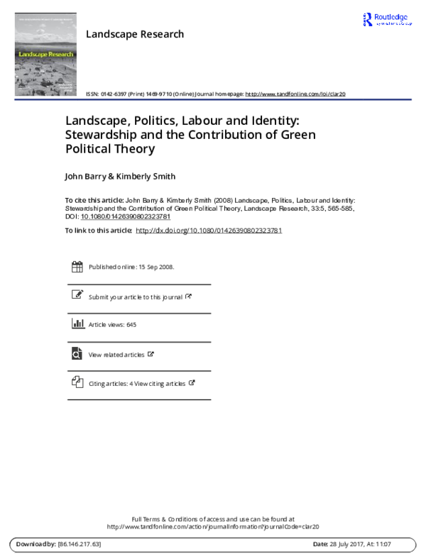 (PDF) Landscape, Politics, Labour and Identity: Stewardship and the ...