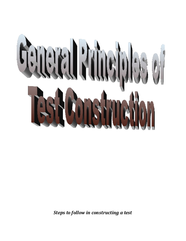 (DOC) Good principles of test construction