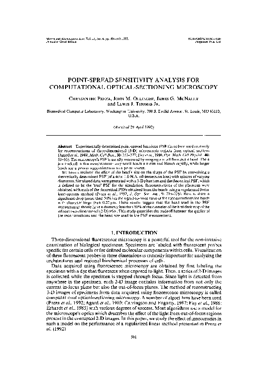 (PDF) Point-spread sensitivity analysis for computational optical-sectioning microscopy