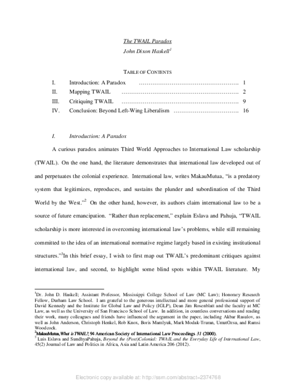 (PDF) The TWAIL Paradox