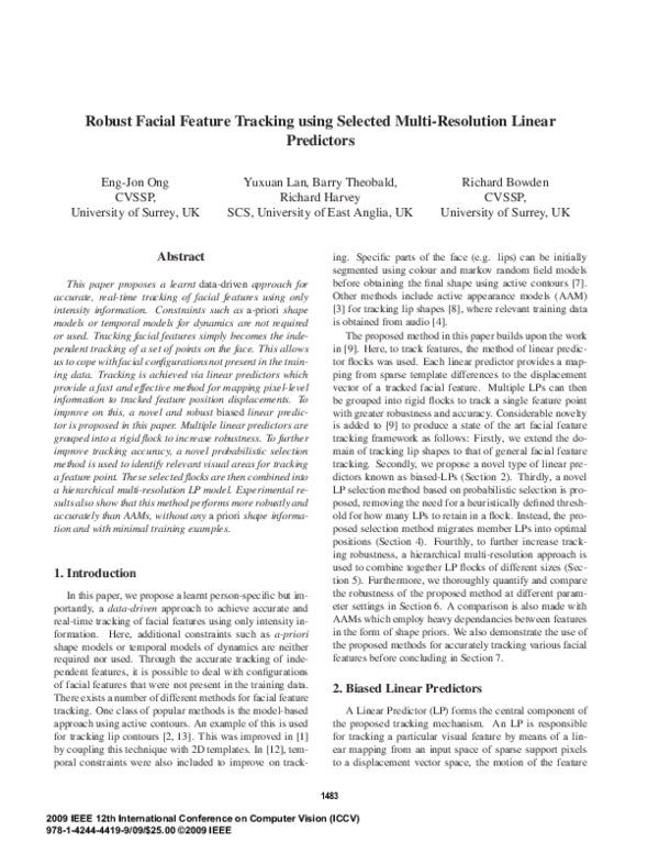 (PDF) Robust facial feature tracking using selected multi-resolution linear predictors
