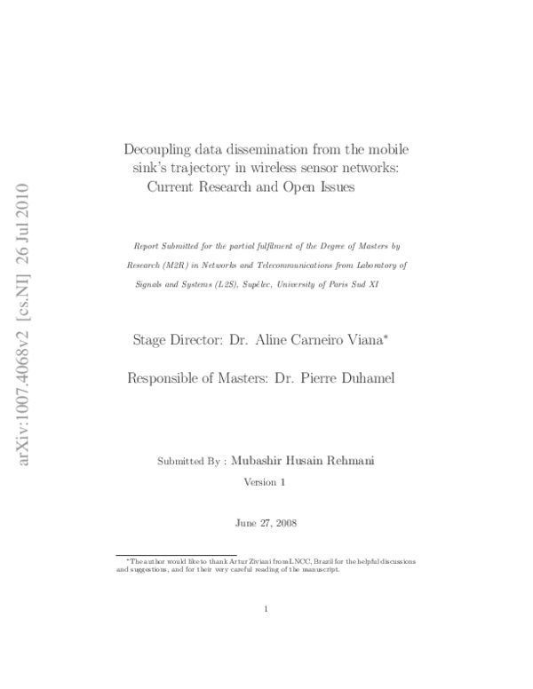 Pdf Decoupling Data Dissemination From Mobile Sinks Trajectory In Wireless Sensor Networks
