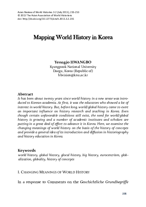 (PDF) Mapping World History in Korea