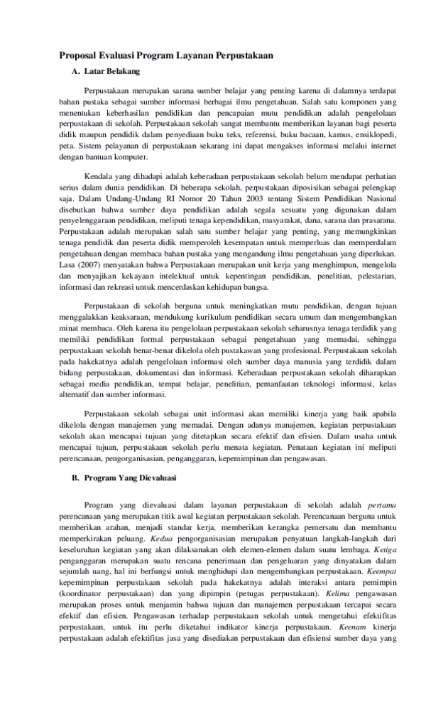 (PDF) Proposal Evaluasi Program Layanan Perpustakaan