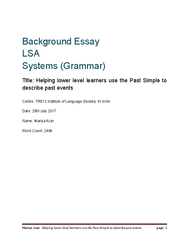 (DOC) Background Essay LSA Systems (Grammar