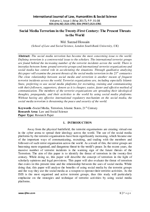 (PDF) Social Media Terrorism in the Twenty-First Century: The Present ...