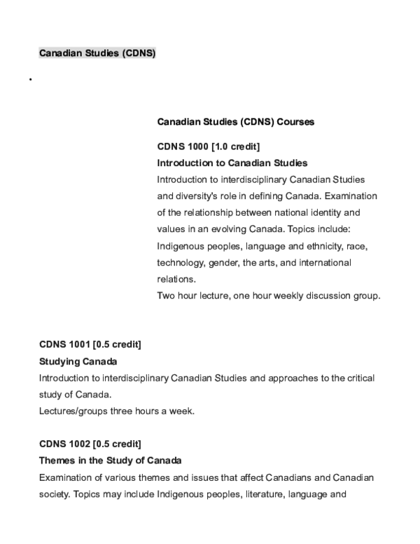 (PDF) Canadian Studies Courses